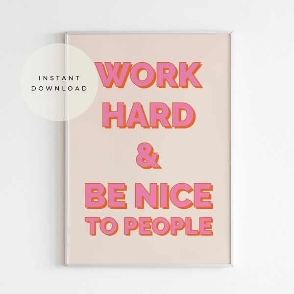 Work Hard Print - Etsy