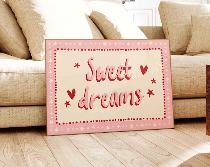 Sweet Dreams Poster, Trendy Wall Art, Apartment Decor, Retro Wall Art ...