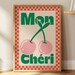 Trendy Cherry Poster, Retro Wall Art, Cherry Illustration Print, French ...