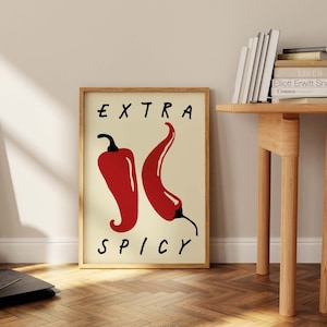 Extra Spicy Chilli Poster, Abstract Food Print, Hot Chilli Art Print ...