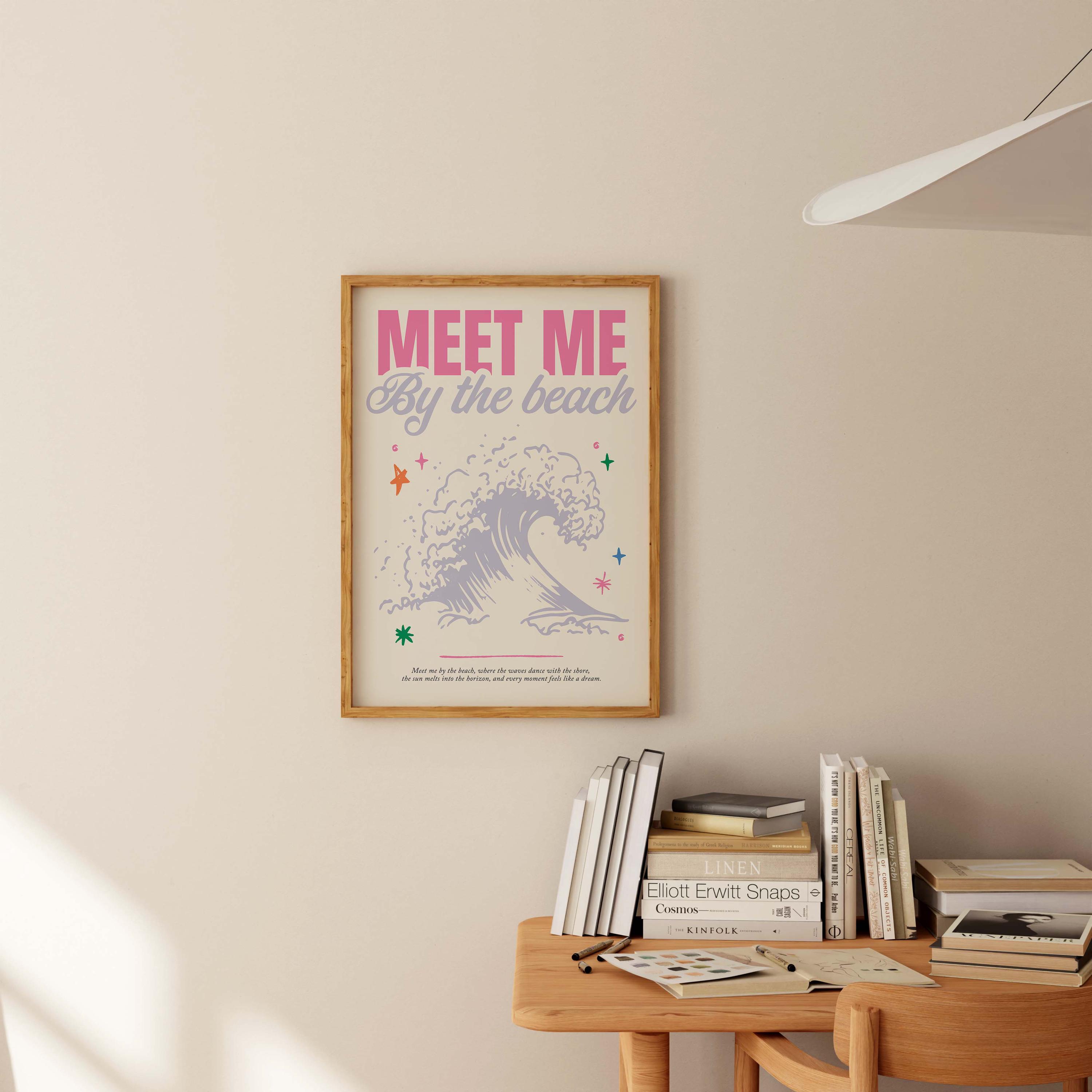 Meet Me by the Beach Poster: Vintage Coastal Wall Art - Etsy