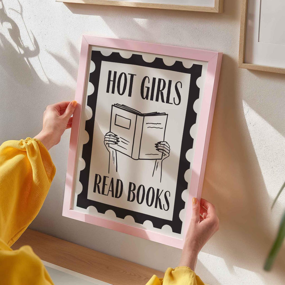 Hot Girls Read Books Print, Library Card Poster, Bookish Poster, Girly ...