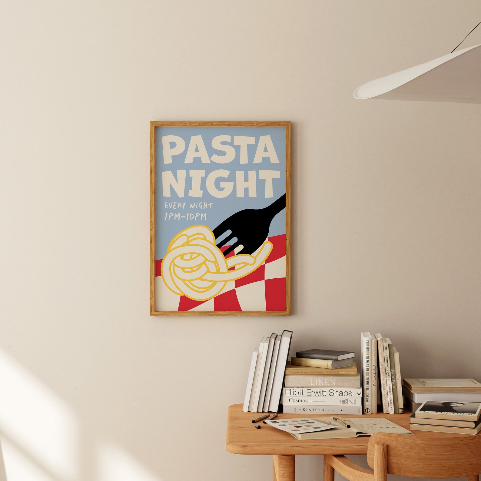 Retro Pasta Night Print, Italian Kitchen, Mid Century Modern - Etsy