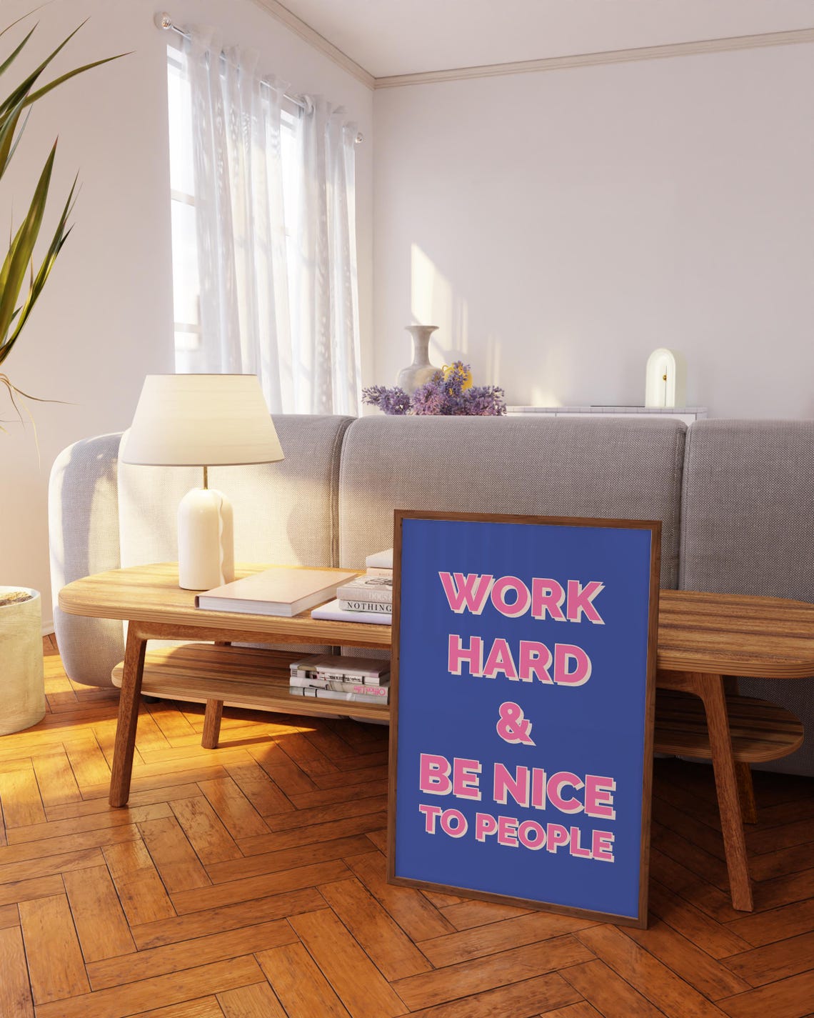 Work Hard & Be Nice to People Art Print, Large Wall Art, Office ...