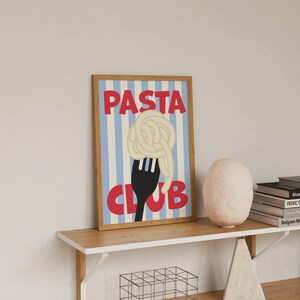 Pasta Club Art Print, Pasta Club Poster, Modern Dining Room Art, Hand ...