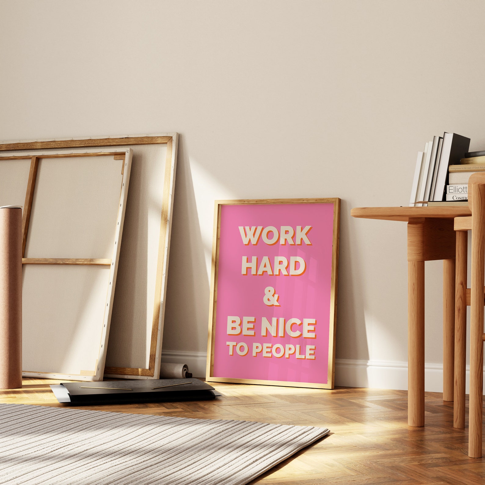Work Hard & Be Nice Print, Inspirational Quote, Preppy Office Art - Etsy