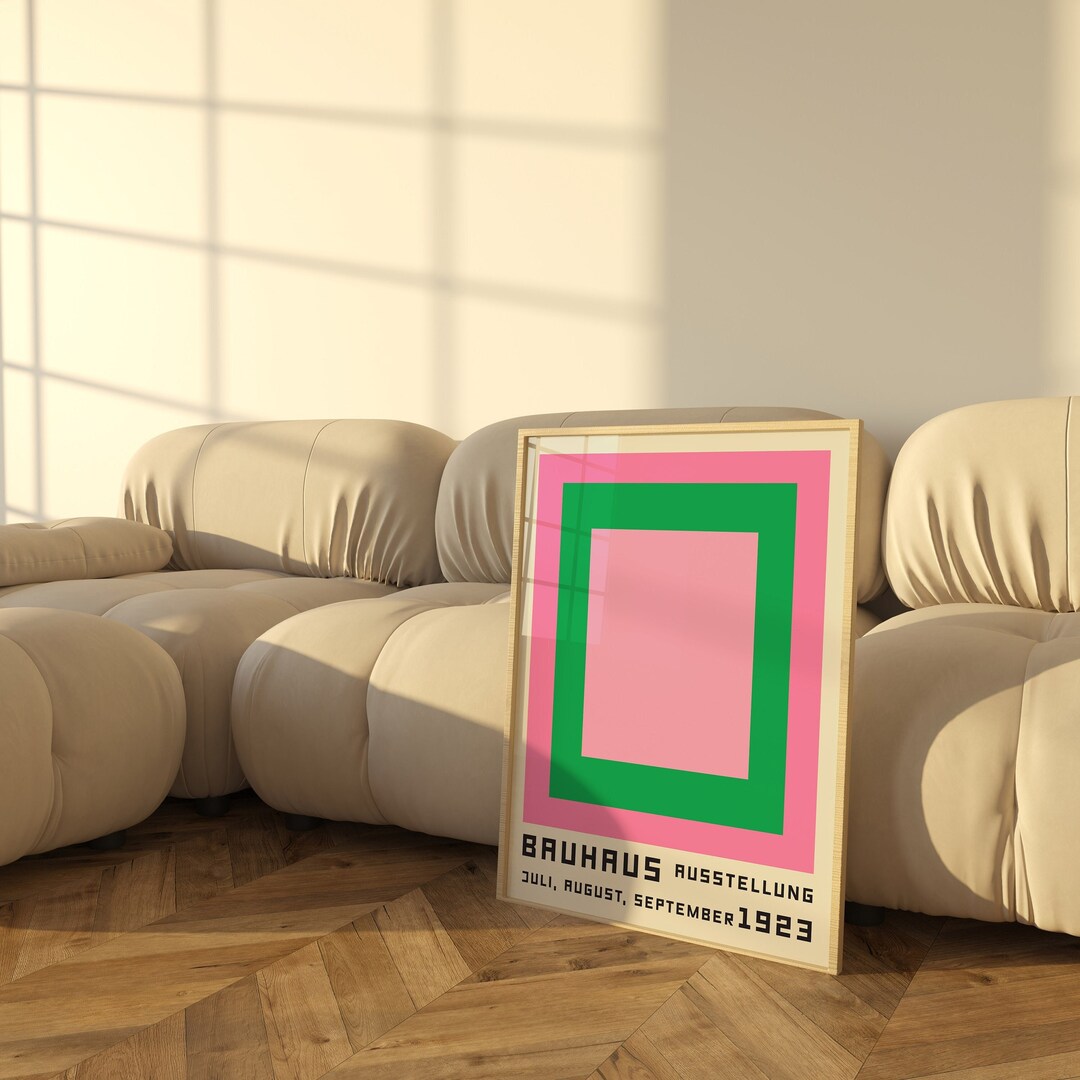 Bauhaus Green Pink Poster Mid Century Modern Museum Art Print 60s ...