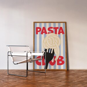 Pasta Club Art Print, Pasta Club Poster, Modern Dining Room Art, Hand ...