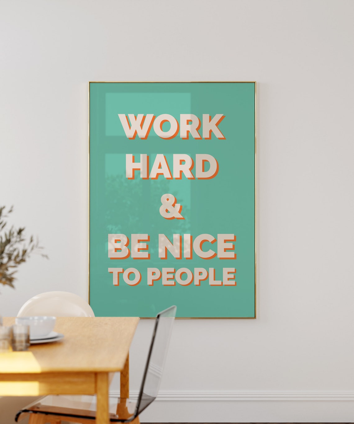 Work Hard & Be Nice to People Art Print, Large Wall Art, Office ...