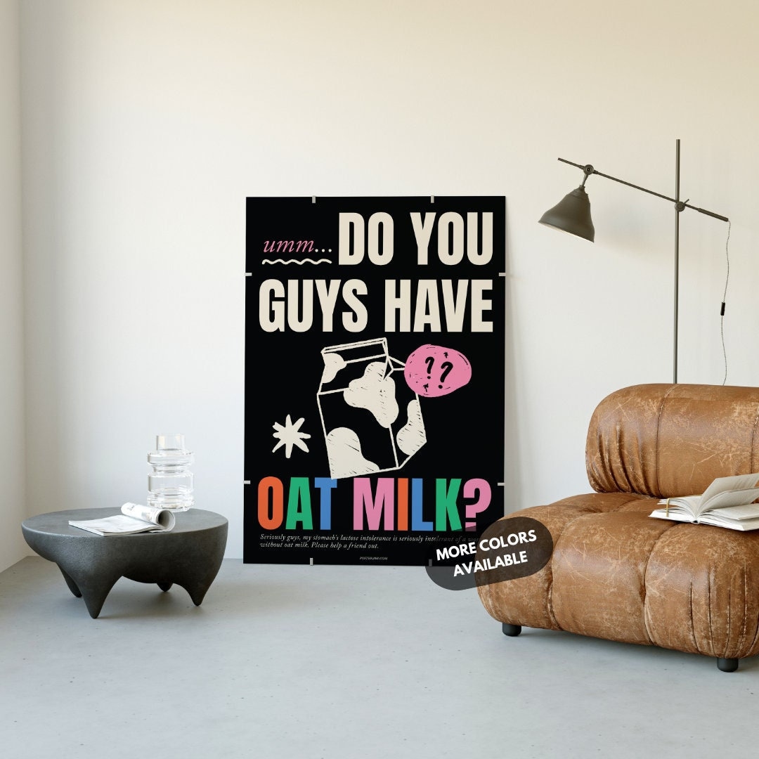 Oat Milk Print, Food Illustration, Kitchen Art Print, Funny Quote Print ...