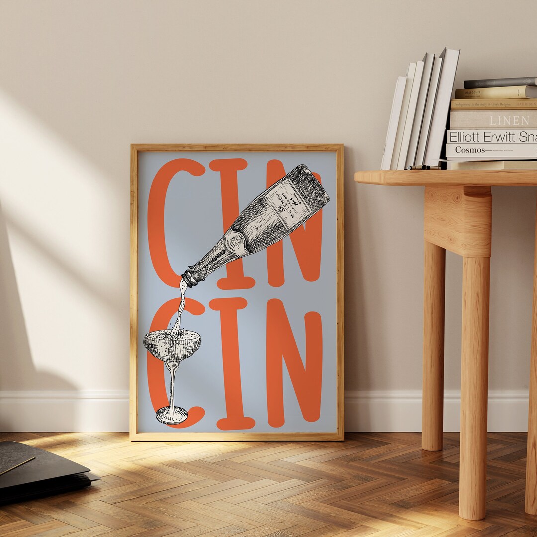 Cin Cin Print, Retro Zitat Print, Bar Cart Art, Retro Cocktail Poster ...