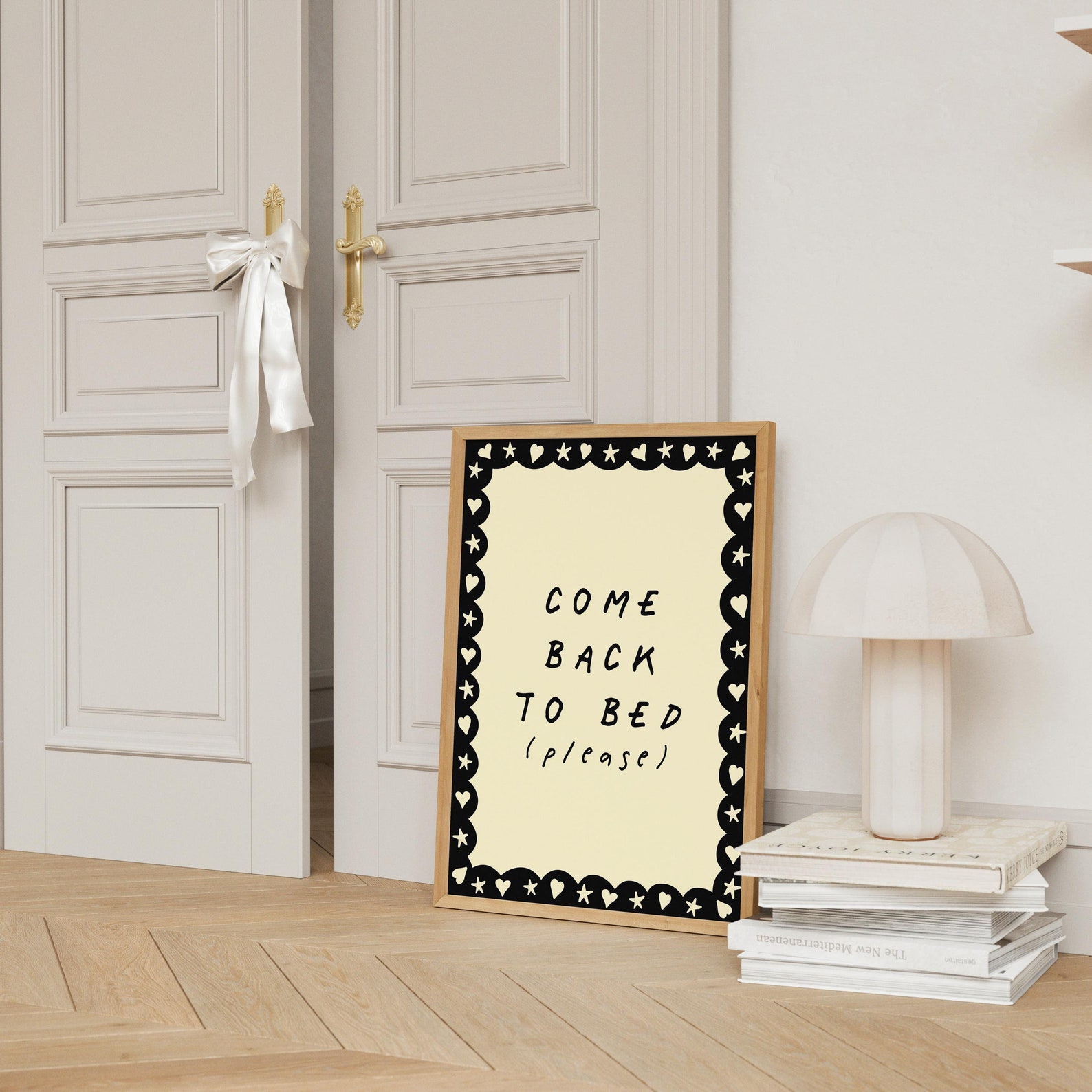 Come Back to Bed, Goodnight Poster, Handdrawn Bedroom Wall Art, Cute ...