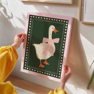 Silly Goose Wall Art Cute Goose Poster Sage Green Nursery Decor Farm ...