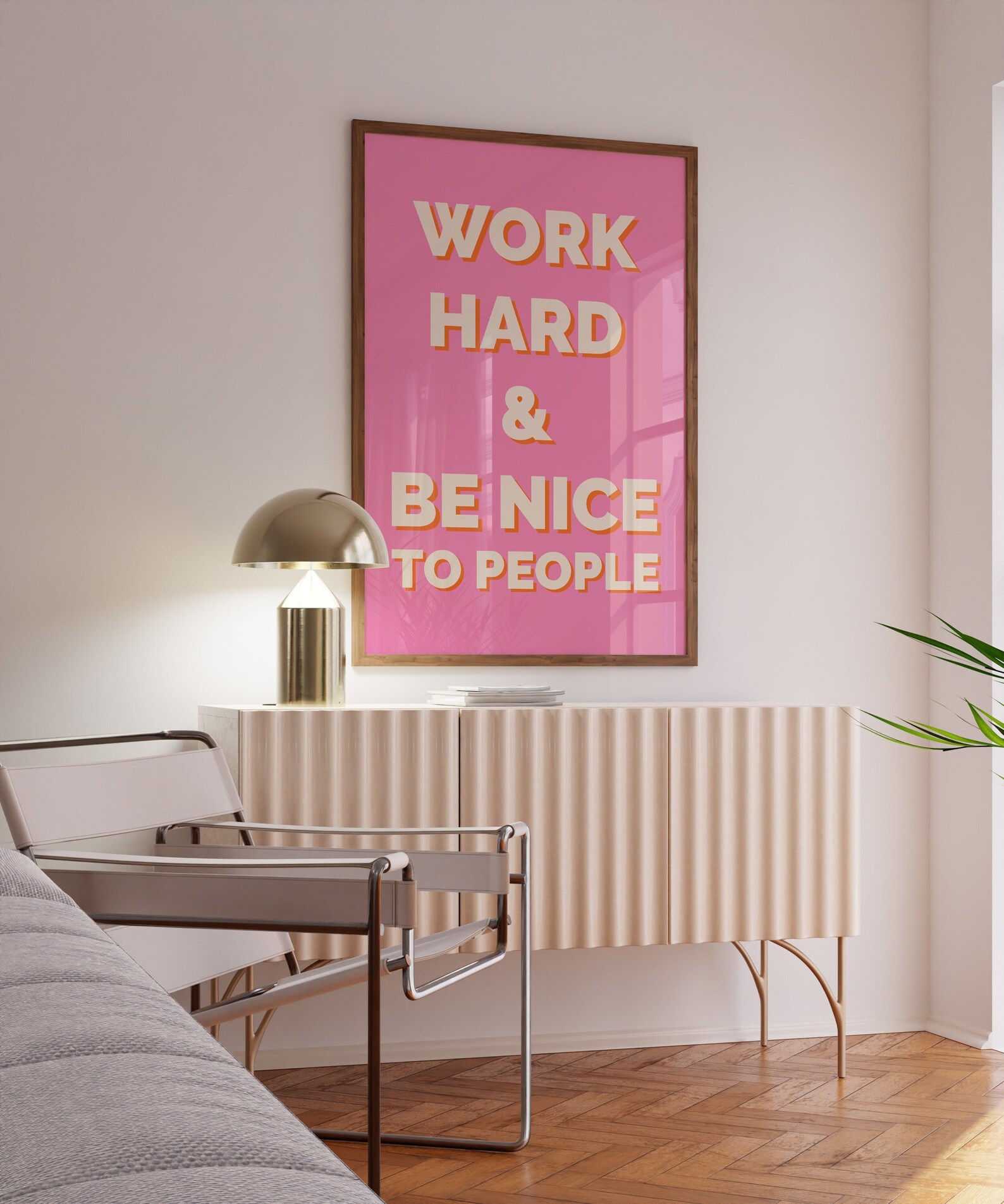 Work Hard & Be Nice Print, Inspirational Quote, Preppy Office Art - Etsy