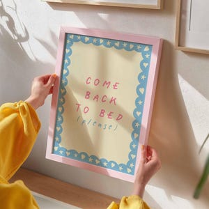 Come Back to Bed, Goodnight Poster, Handdrawn Bedroom Wall Art, Cute ...