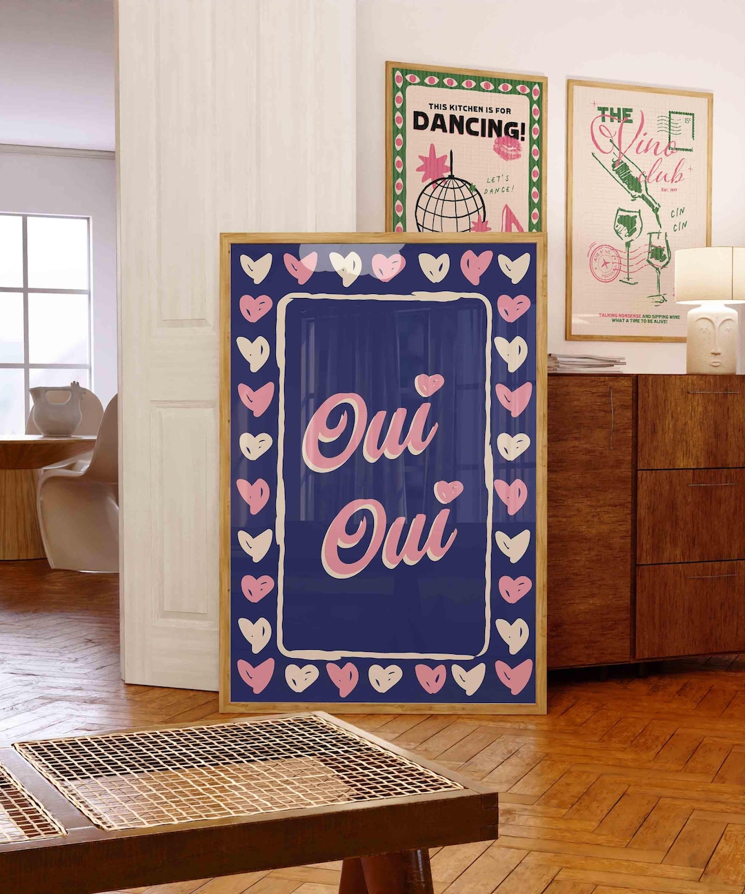 Oui Oui Print, Mid Century Modern Wall Art, Retro Wall Art, Oui Oui Mon ...