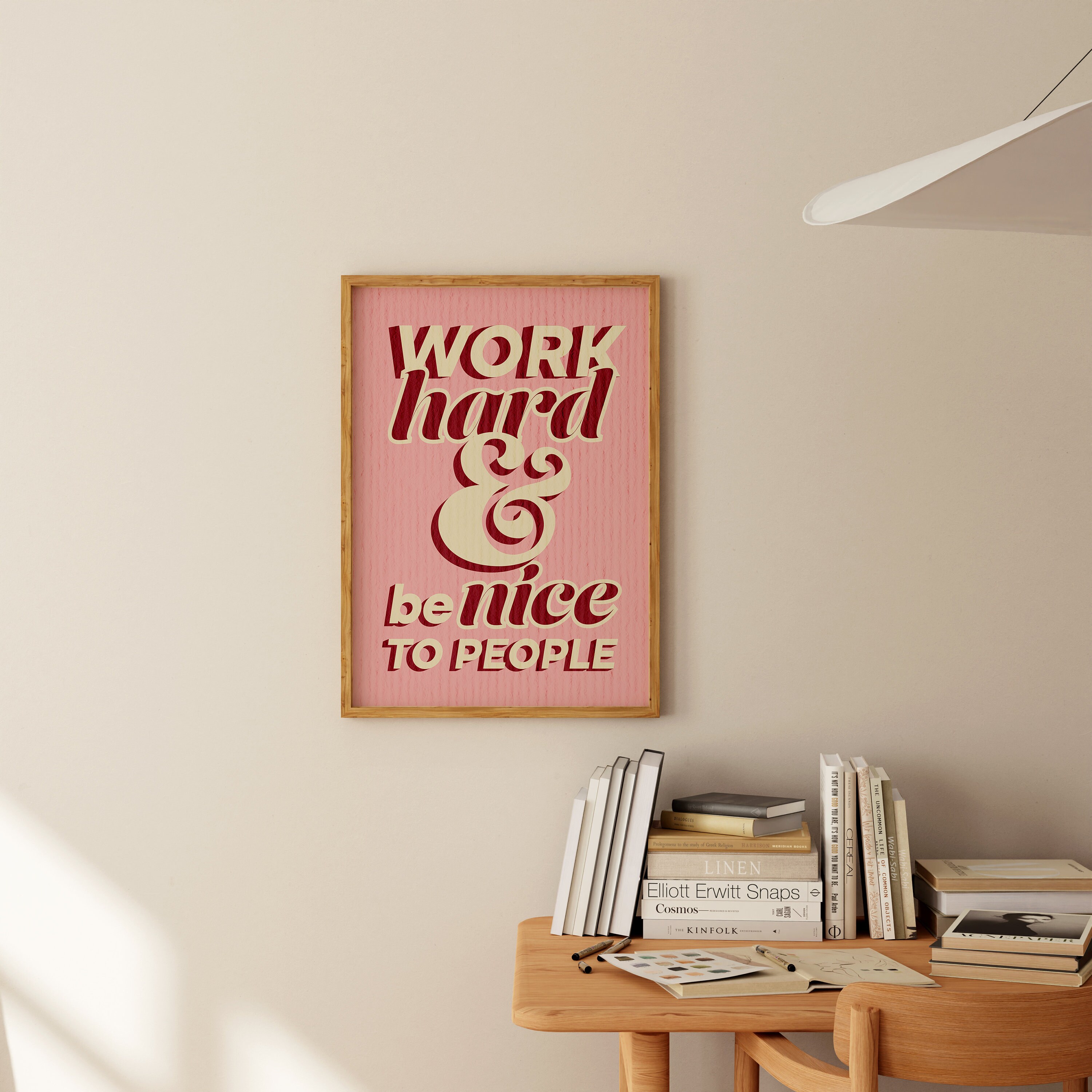 Work Hard & Be Nice Art Print, Inspirational Office Decor - Etsy