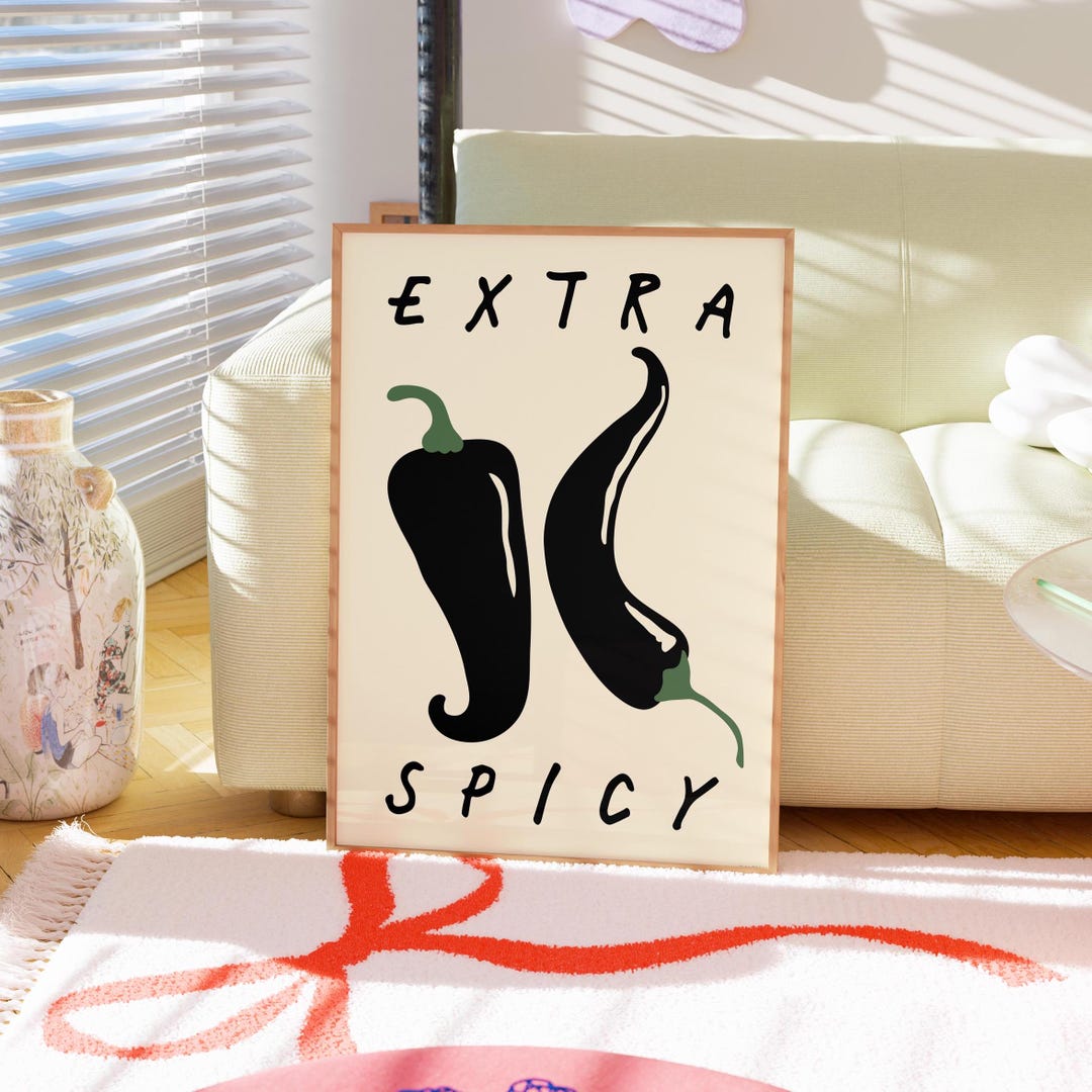 Extra Spicy Chilli Poster, Abstract Food Print, Hot Chilli Art Print ...