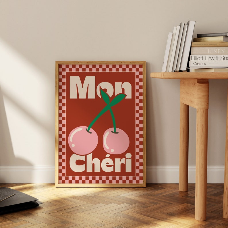 Mon Cheri Cherry Art Print: Retro Kitchen Wall Decor - Etsy