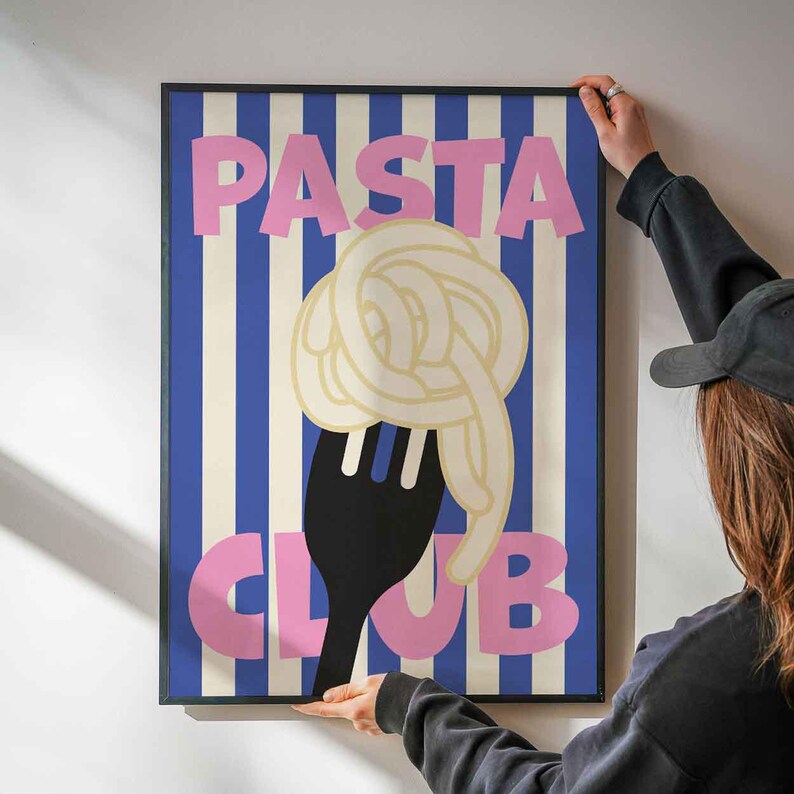 Impressão Retro Pasta Club, Arte Moderna para Cozinha (Download Digital ...