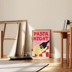 Pasta Night Print, Spaghetti Print, Pasta Lover Poster, Hand Drawn ...