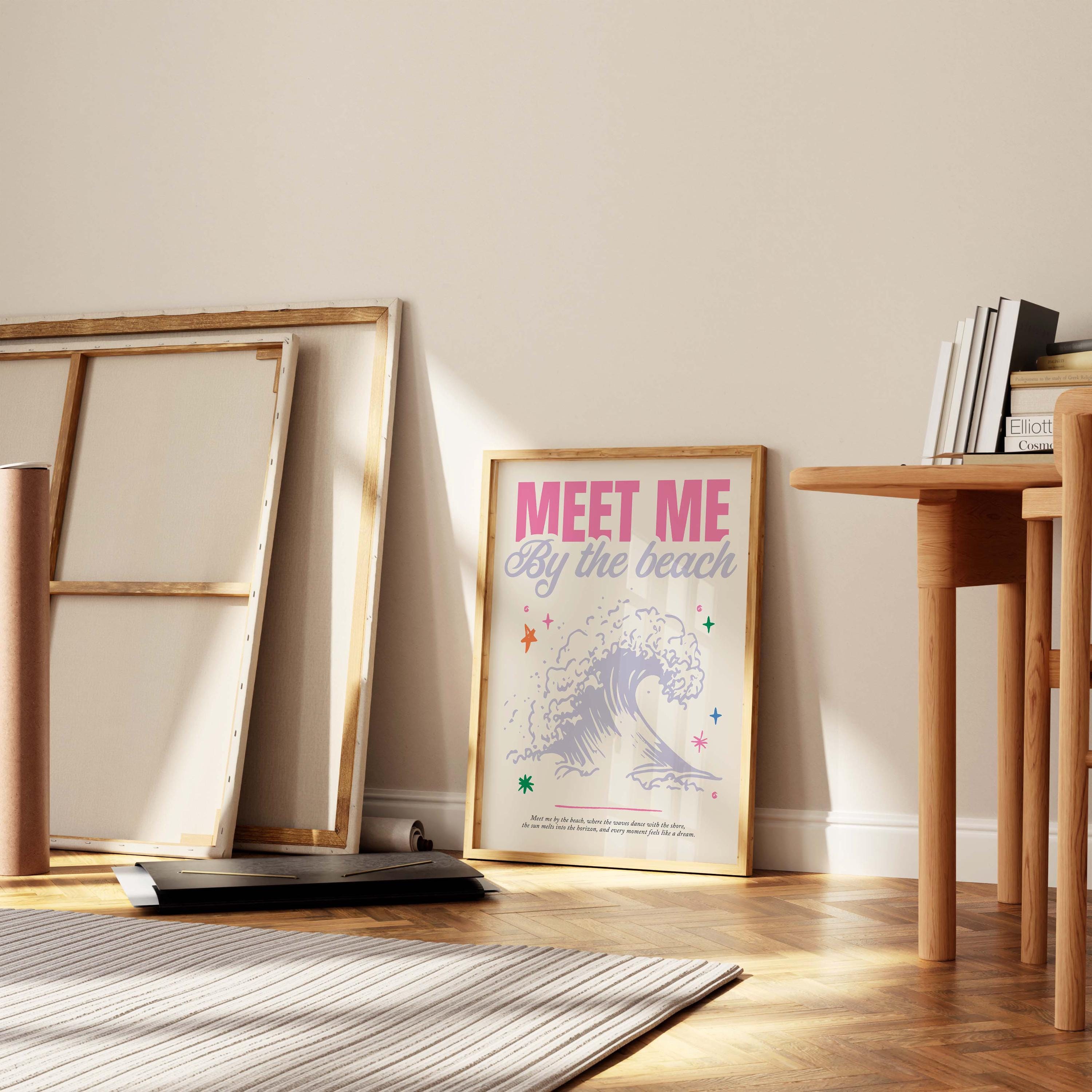Meet Me by the Beach Poster: Vintage Coastal Wall Art - Etsy