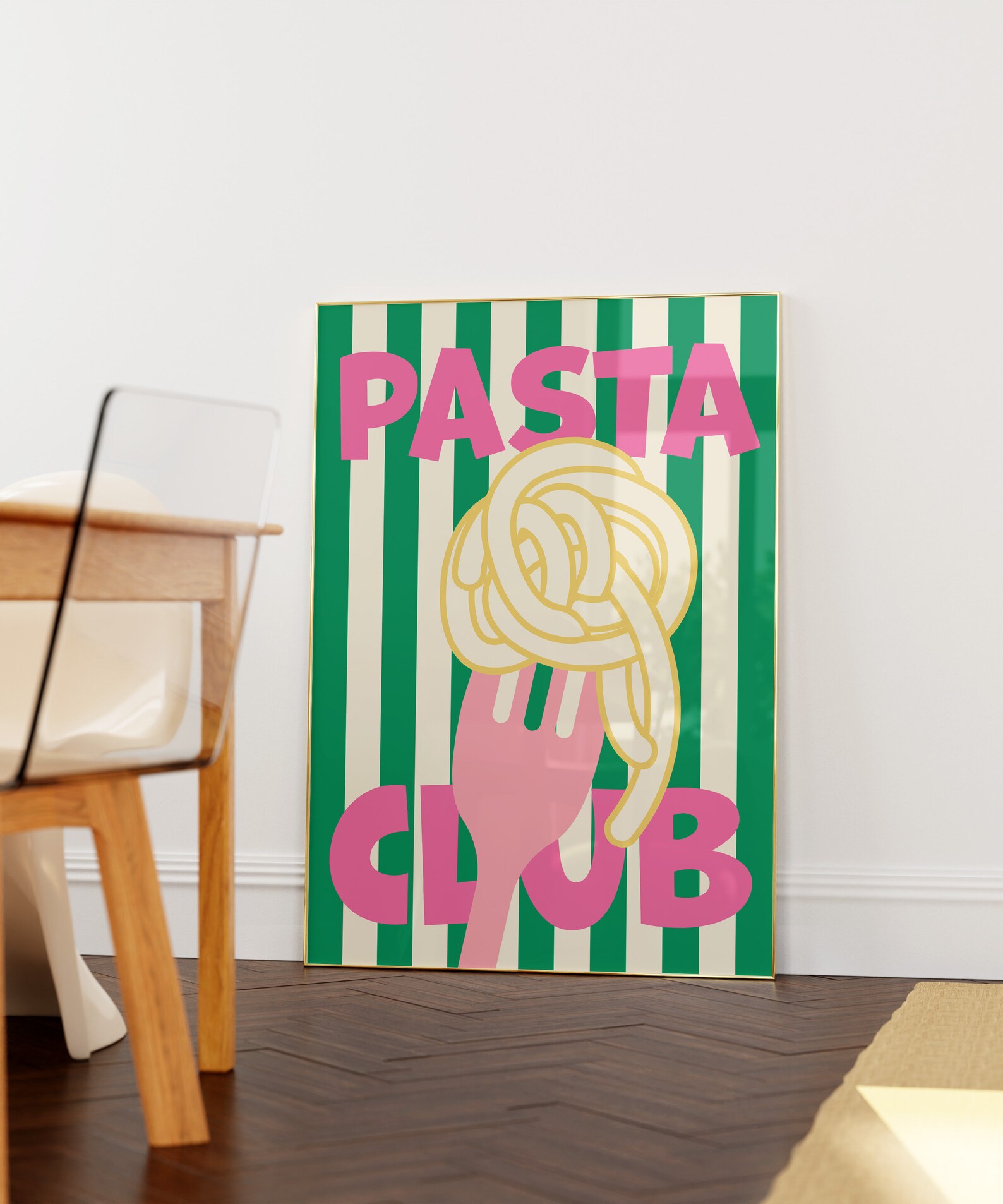 Pasta Club Art Print, Retro Kitchen Wall Decor - Etsy