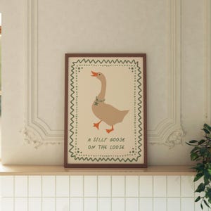 Silly Goose on the Loose Print, Trendy Wall Art, Apartment Decor, Retro ...