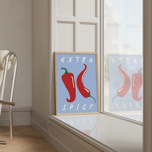Extra Spicy Chilli Poster, Abstract Food Print, Hot Chilli Art Print ...