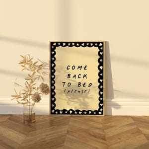 Come Back to Bed, Goodnight Poster, Handdrawn Bedroom Wall Art, Cute ...