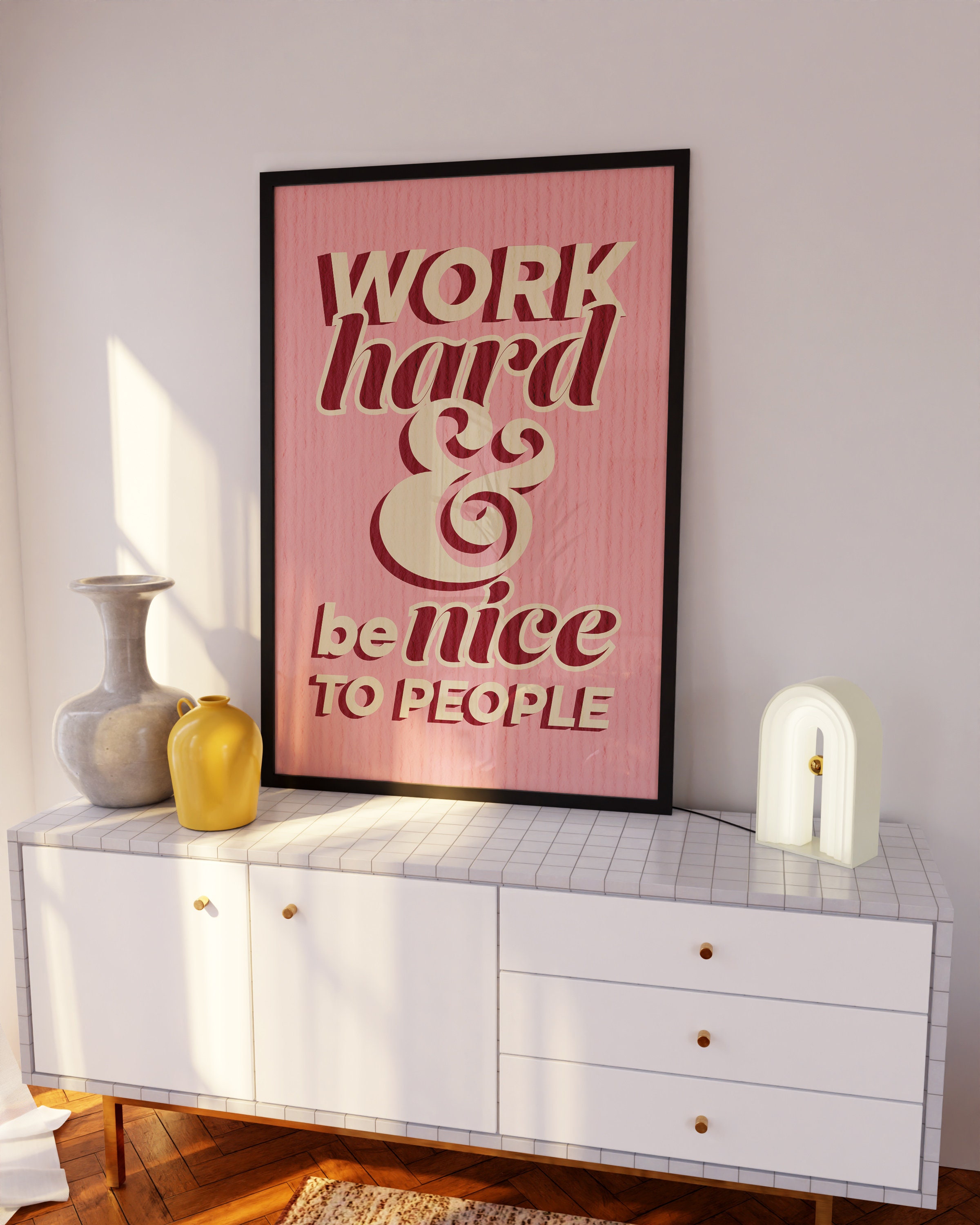 Work Hard & Be Nice Art Print, Inspirational Office Decor - Etsy