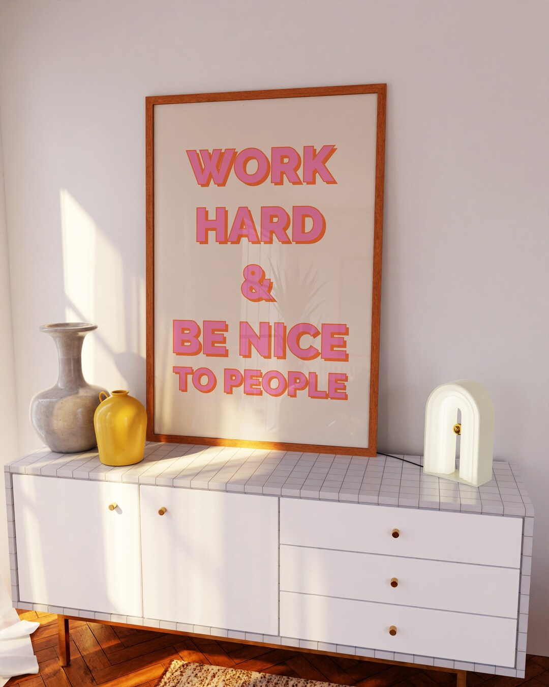 Work Hard & Be Nice to People Art Print, Large Wall Art, Office ...
