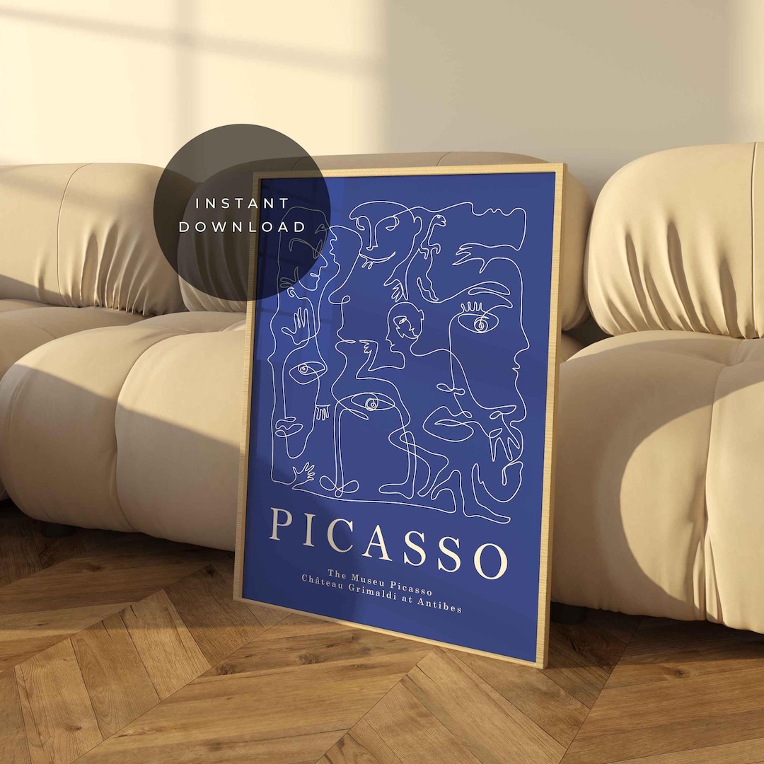 Navy Blue Picasso Print Picasso Line Drawing Print Picasso Navy Blue ...