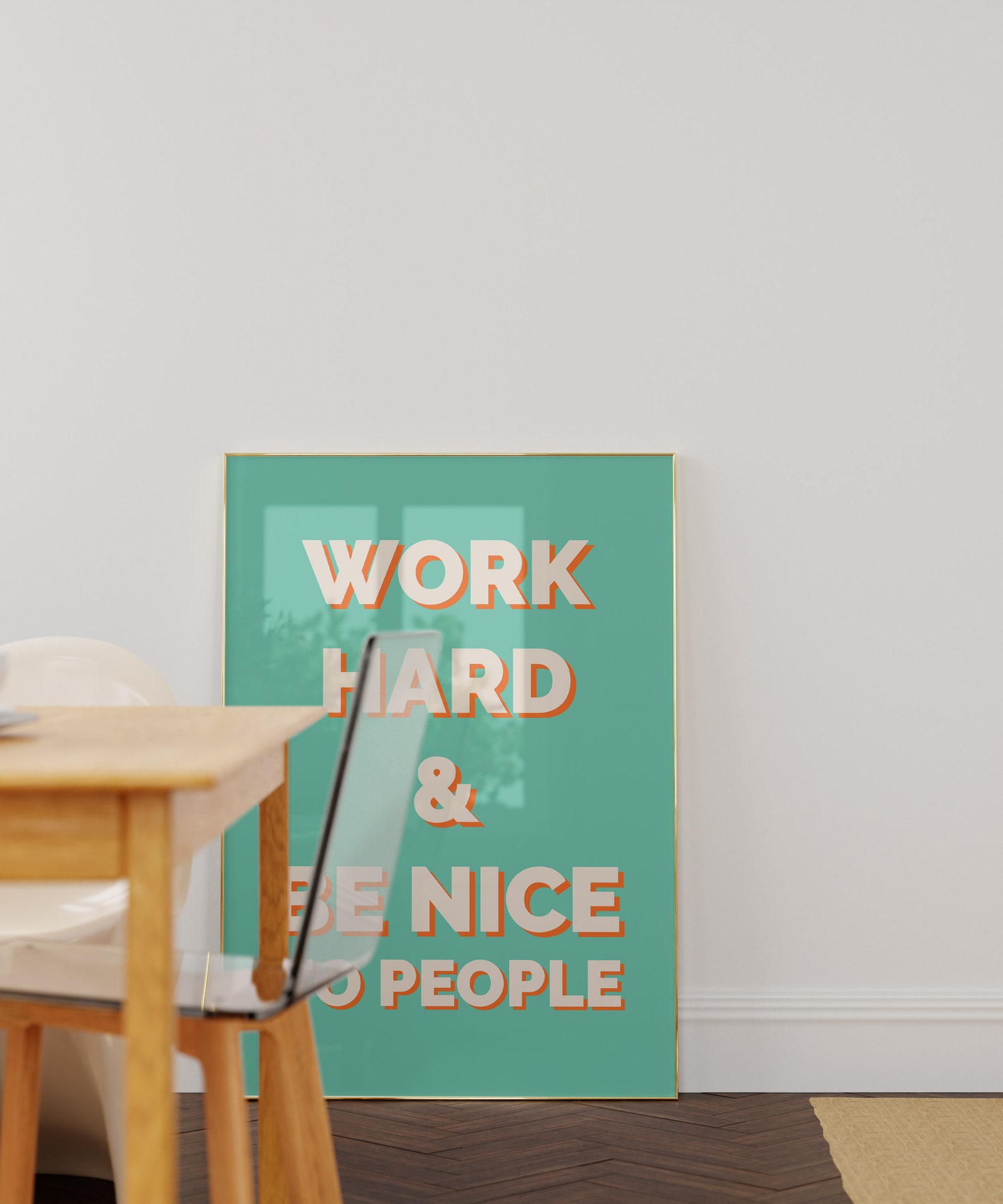 Work Hard & Be Nice to People Art Print, Large Wall Art, Office ...