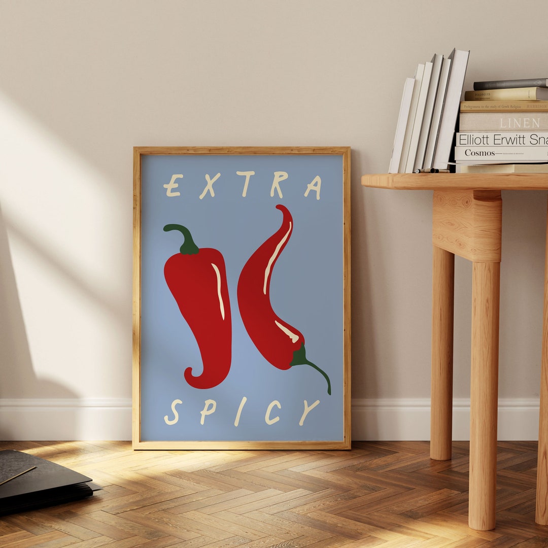 Extra Spicy Chilli Poster, Abstract Food Print, Hot Chilli Art Print ...
