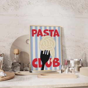 Pasta Club Art Print, Pasta Club Poster, Modern Dining Room Art, Hand ...