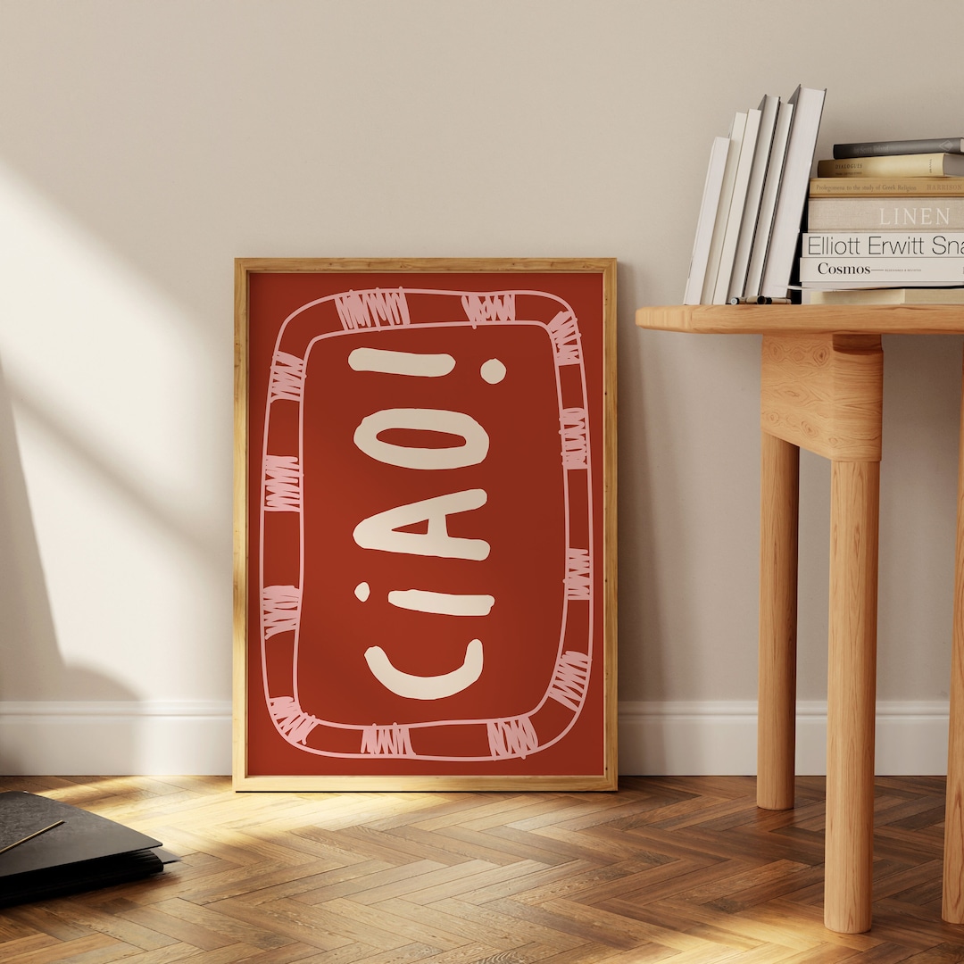 Ciao Poster Retro Style Red and Beige Italian Word Art Poster ...