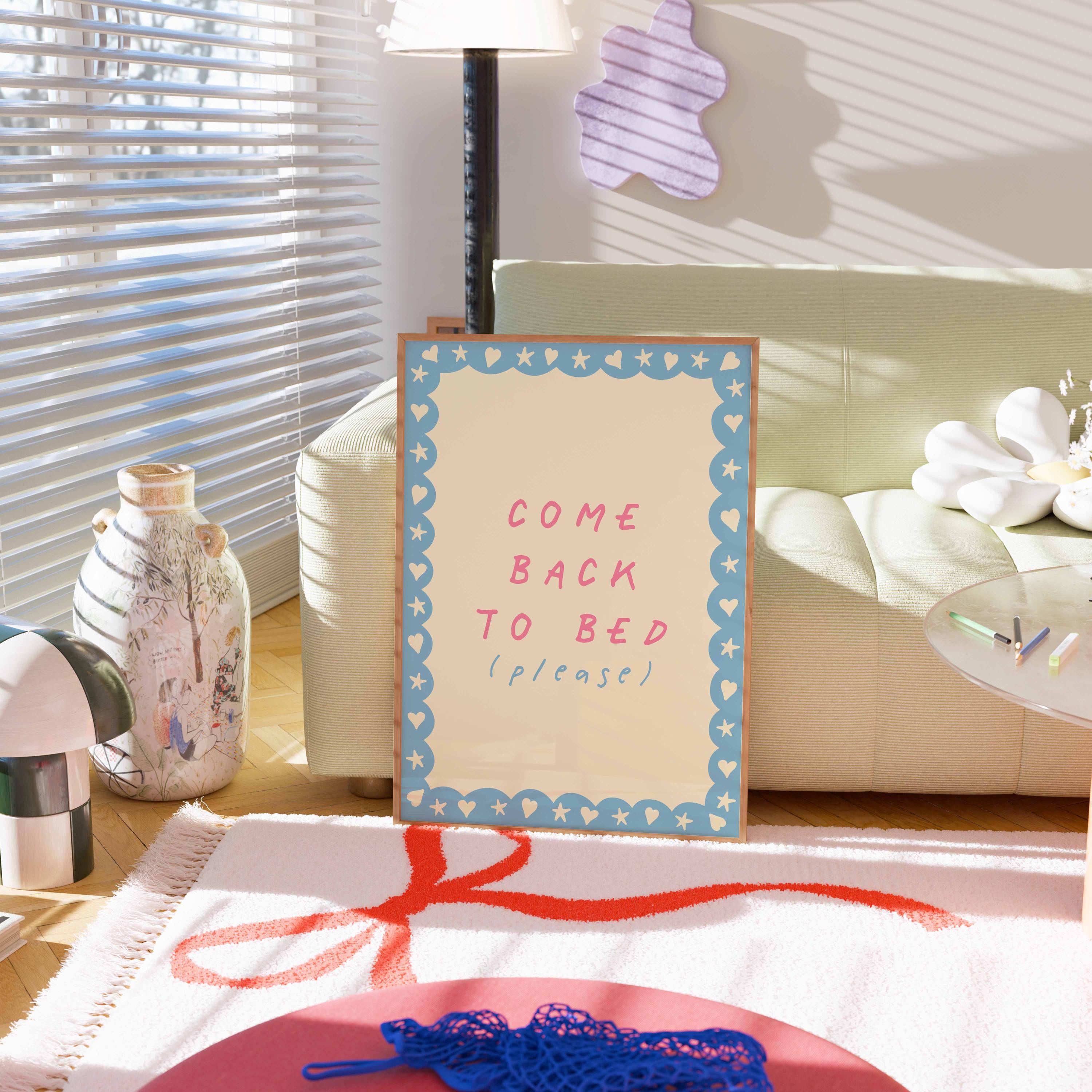 Come Back to Bed, Goodnight Poster, Handdrawn Bedroom Wall Art, Cute ...