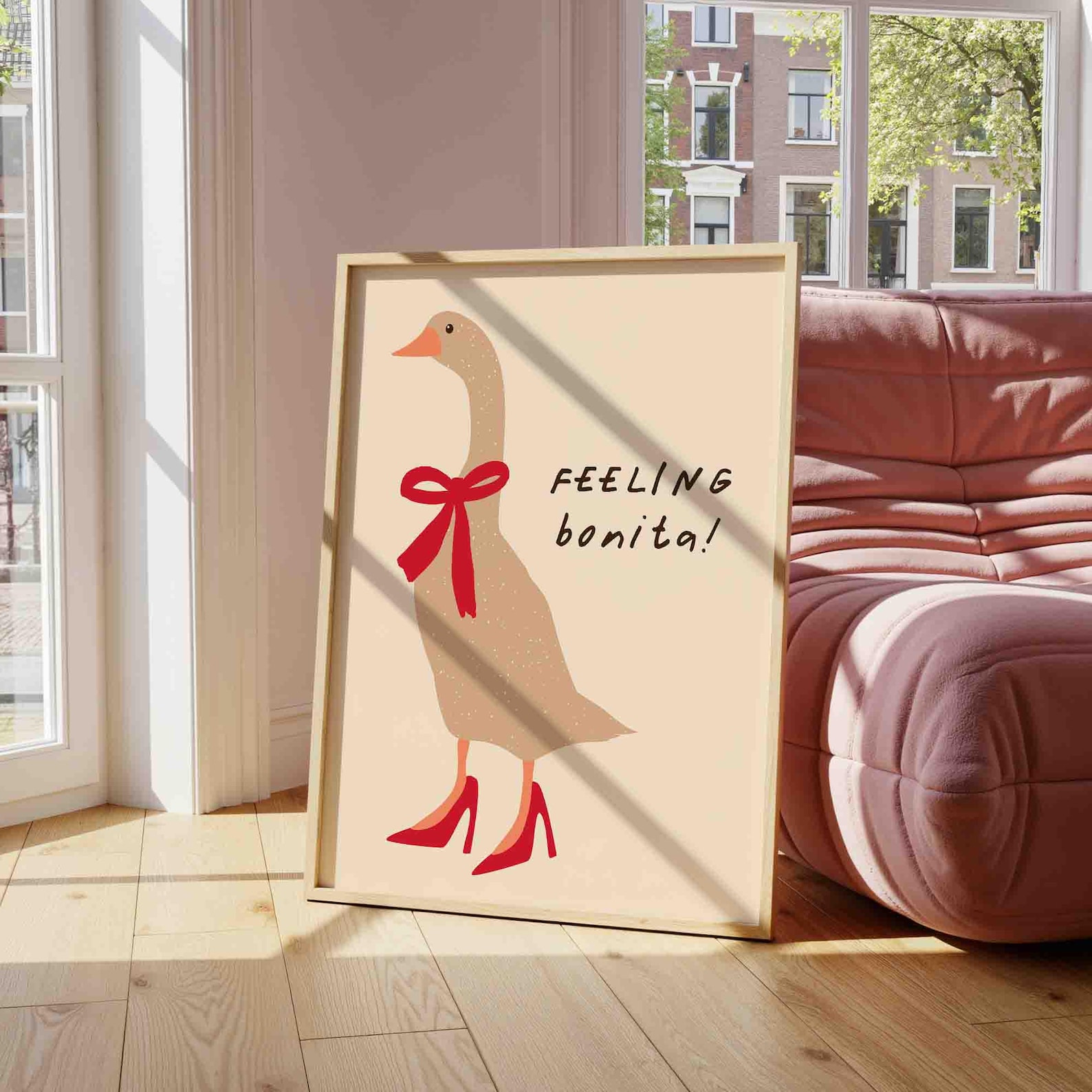 Feeling Bonita Art Print: Silly Goose Print, Retro Quirky Wall Art ...