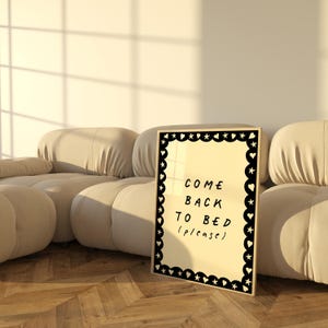Come Back to Bed, Goodnight Poster, Handdrawn Bedroom Wall Art, Cute ...