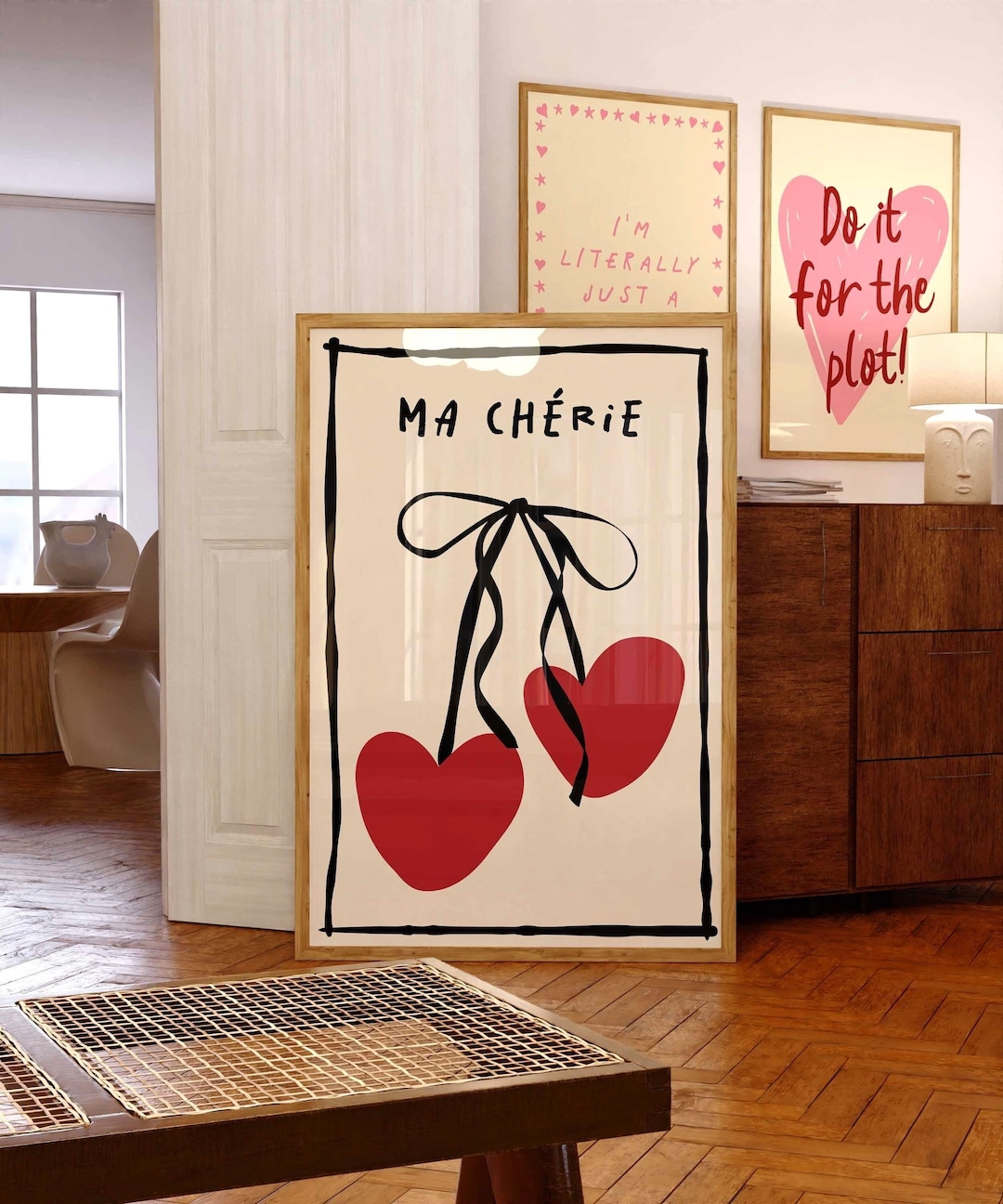 Ma Cherie Poster, Cherry Poster, Retro Wall Art, Girly Room Decor Print ...