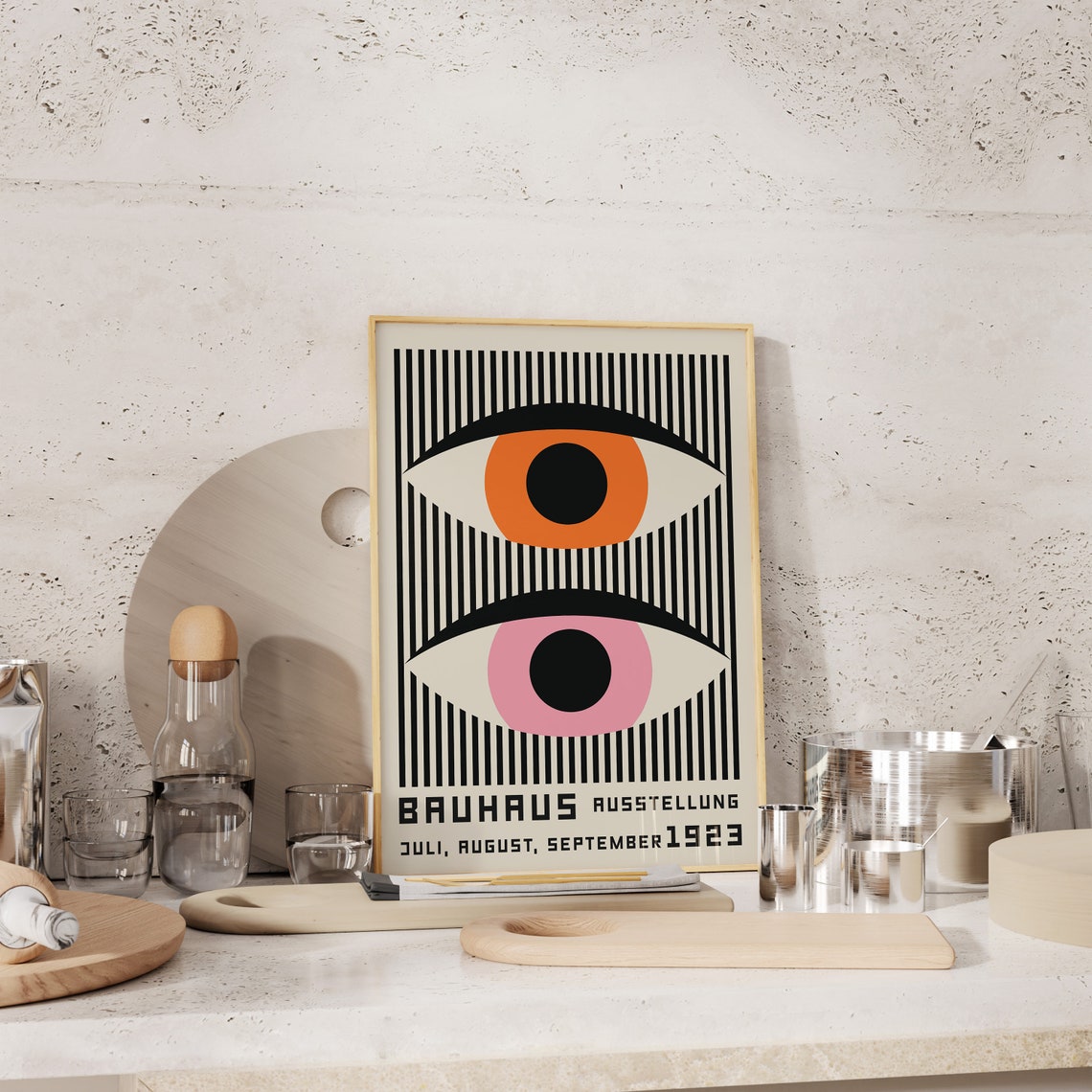 Bauhaus Geometric Abstract Exhibition Poster, Retro Home Decor, Mid ...