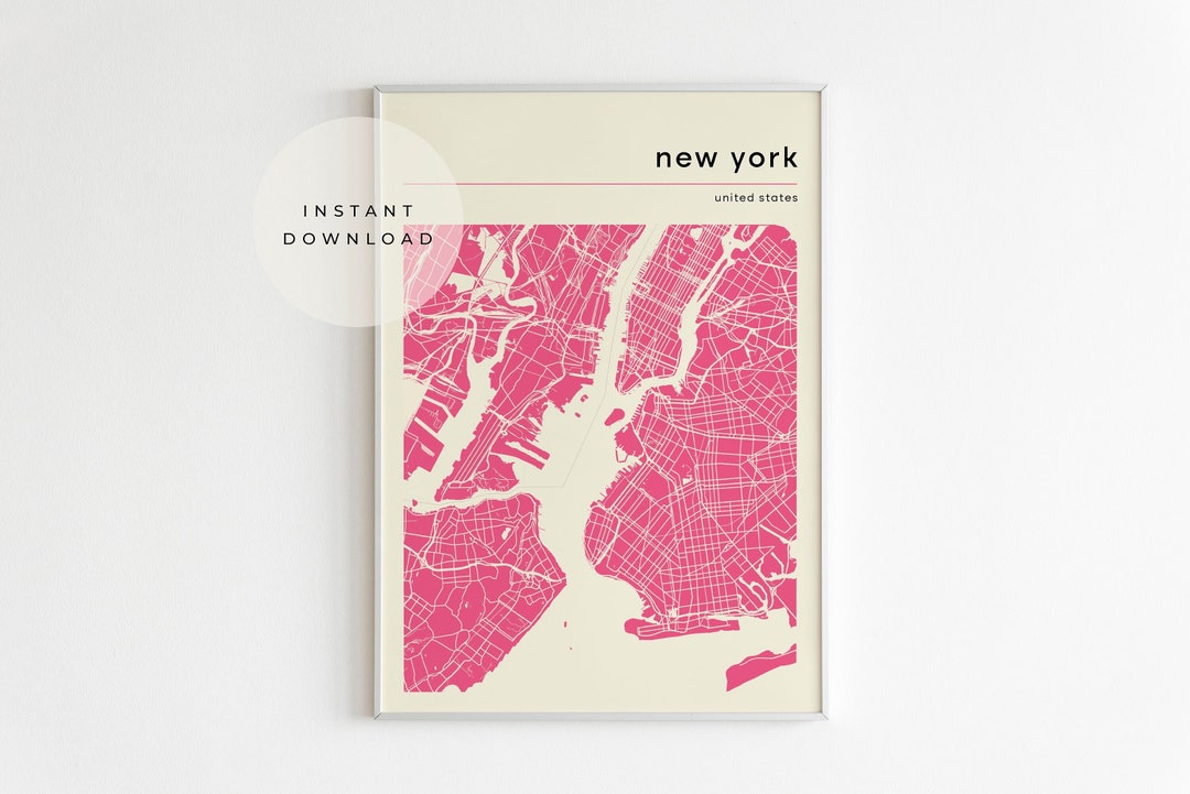 New York City Map, United States NY, Gifts for Her, Minimalist Map ...