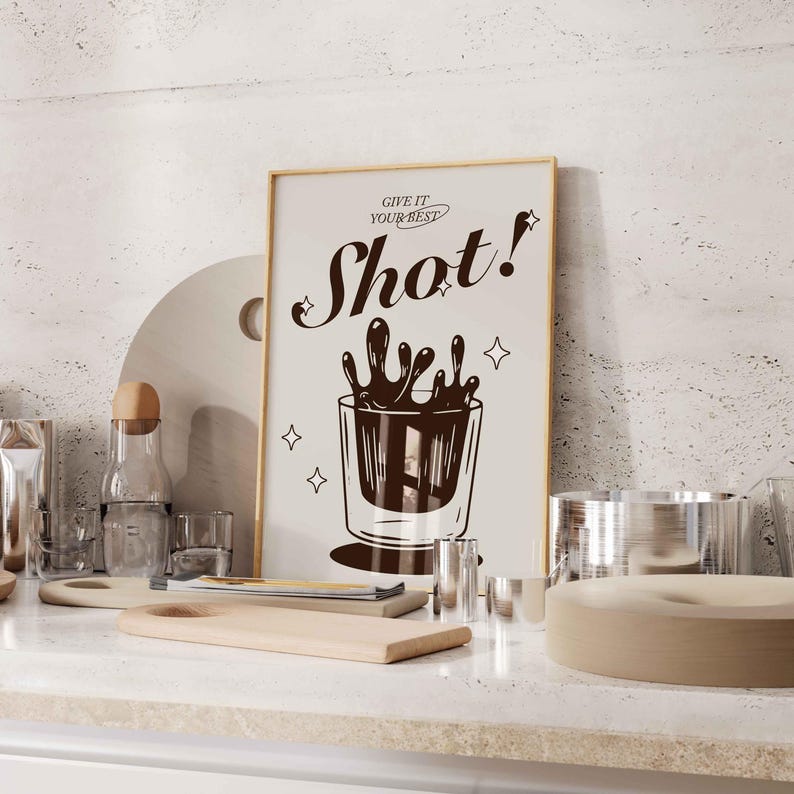 Retro Tequila Shot Print: Vintage Bar Cart Sign - Etsy