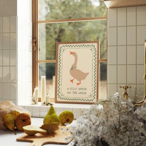 Silly Goose on the Loose Print, Trendy Wall Art, Apartment Decor, Retro ...
