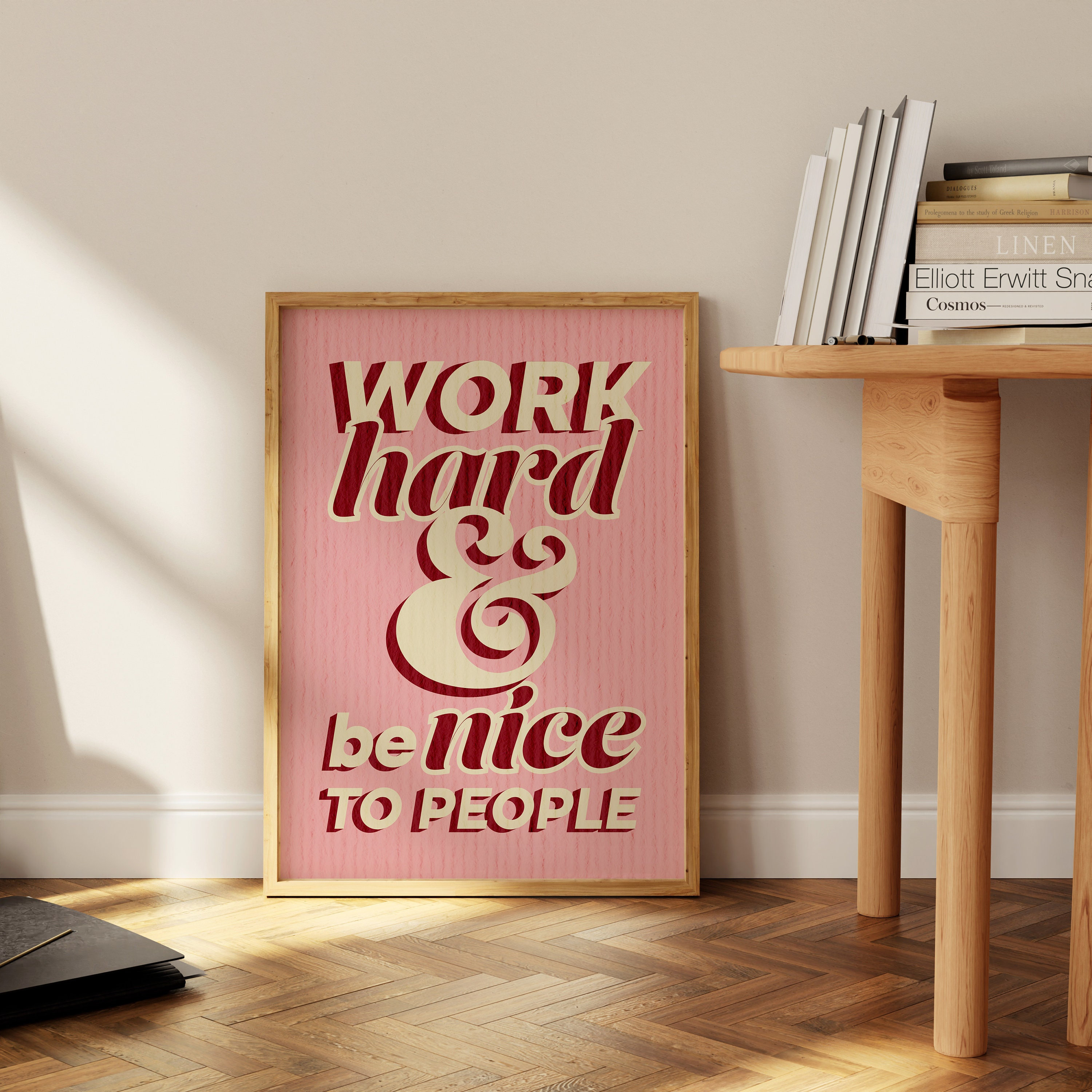 Work Hard & Be Nice Art Print, Inspirational Office Decor - Etsy