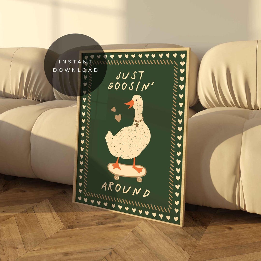 Printable Silly Goose Print, Trendy Wall Art, Green Playroom Decor ...