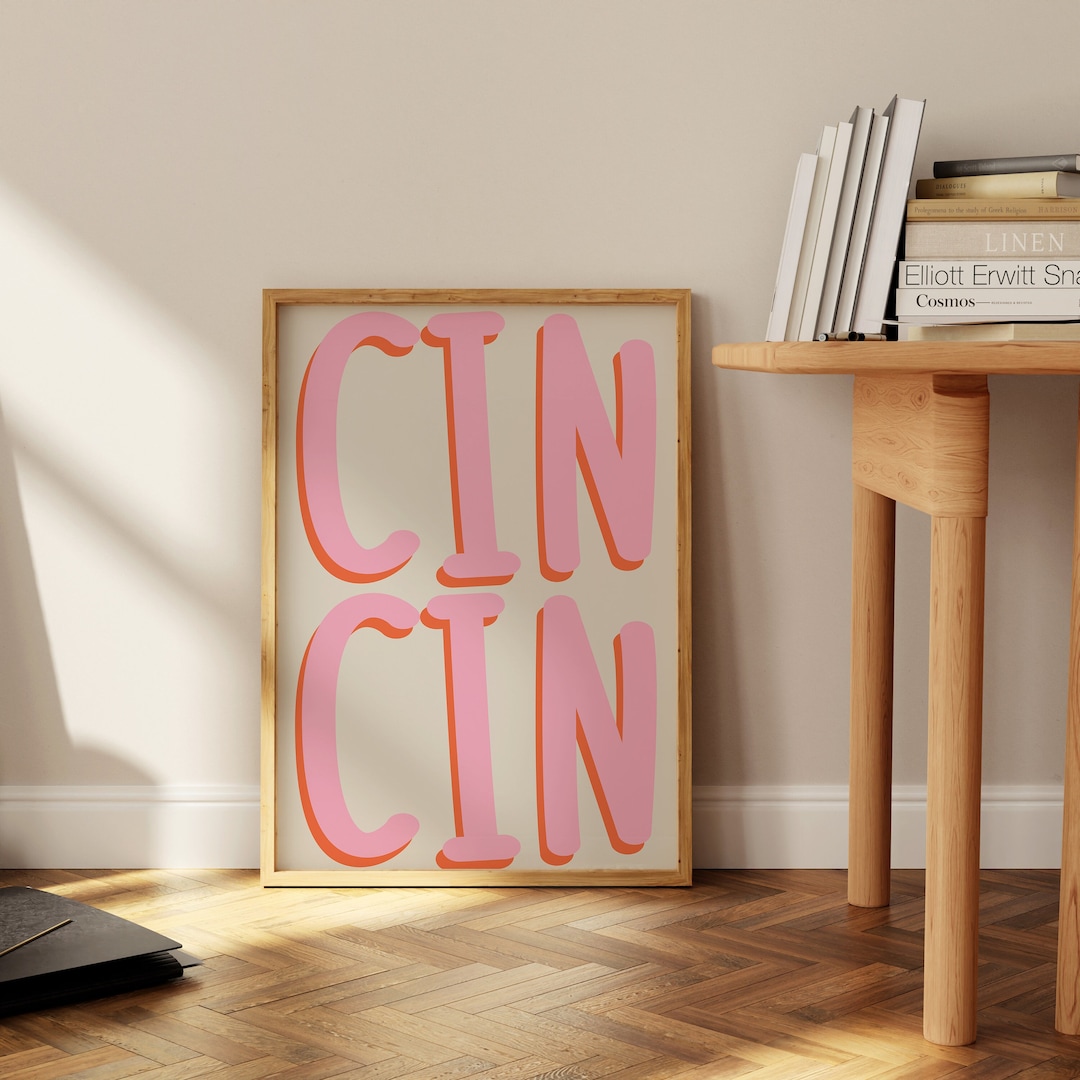 Cin Cin Print, Retro Quote Print, Bar Cart Art, Retro Cocktail Poster ...