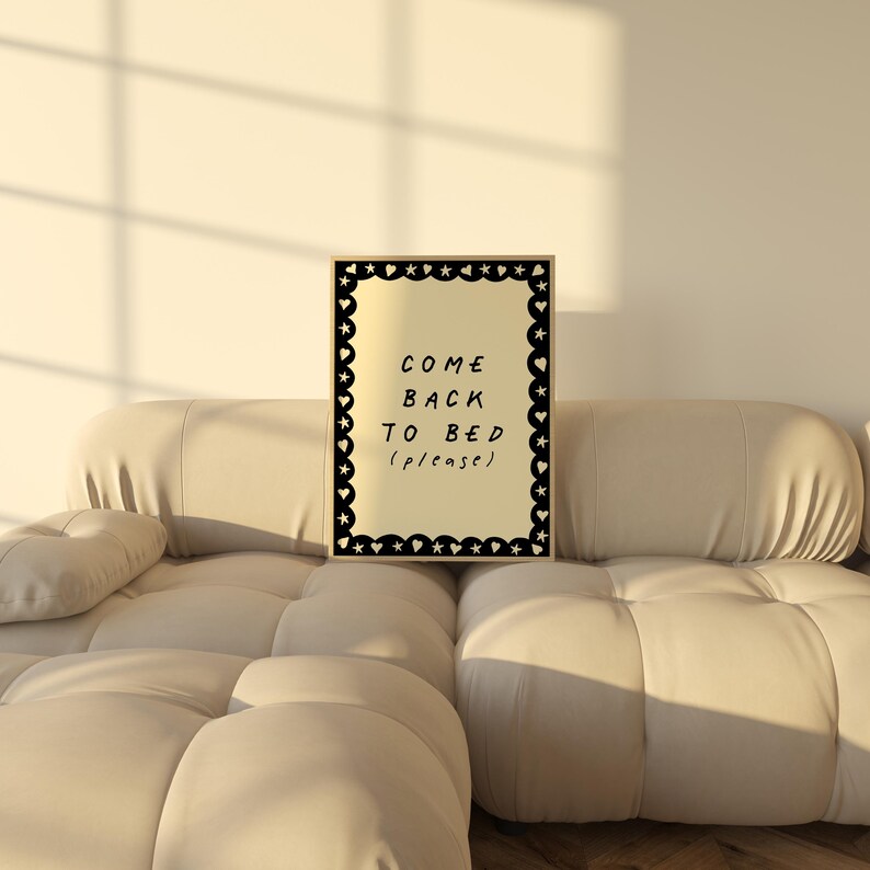 Come Back to Bed, Goodnight Poster, Handdrawn Bedroom Wall Art, Cute ...