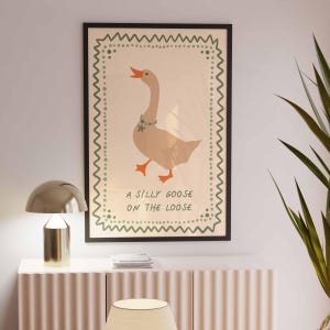Silly Goose on the Loose Print, Trendy Wall Art, Apartment Decor, Retro ...